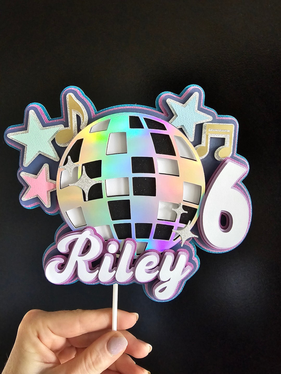 Personalised 3D Cake Topper - Disco Fever Mirror Ball - Etsy
