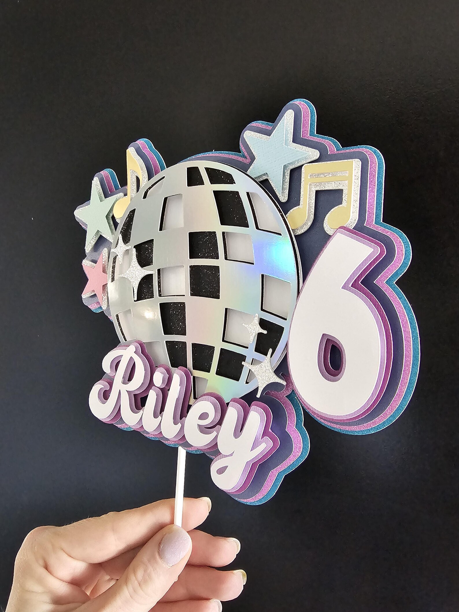 Personalised 3D Cake Topper - Disco Mirror Ball Dance - Etsy