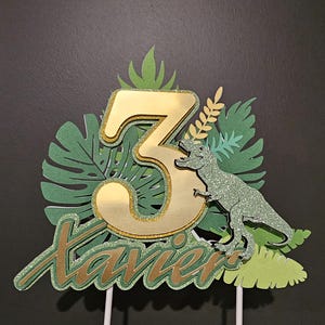 Personalised 3D Cake Topper - Dinosaur T-rex Jungle - Etsy