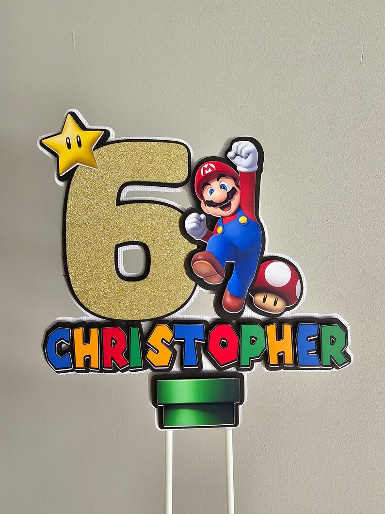 Personalised Super Mario 3D Cake Topper - Etsy
