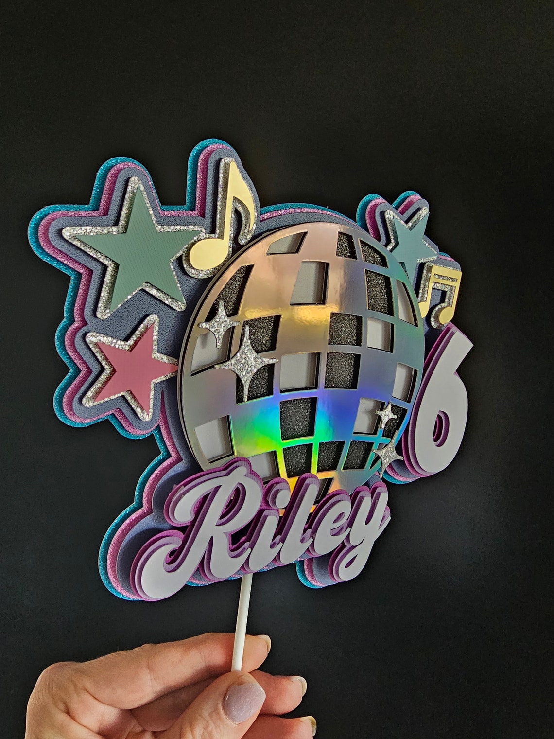 Personalised 3D Cake Topper Disco Fever Mirror Ball - Etsy