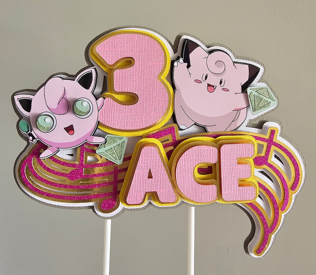 Personalised Pokemon 3D Kids Cake Topper - Clefairy and Jigglypuff - Etsy