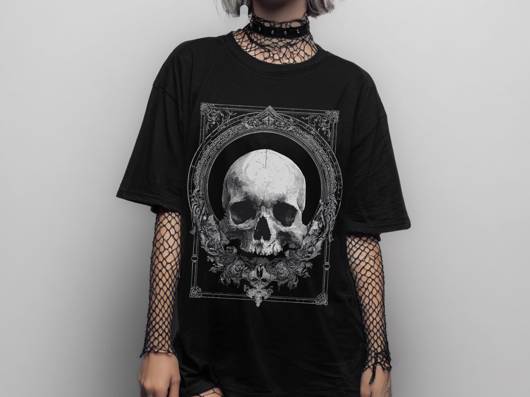 Unisex Victorian Skull Gothic T-shirt, Pastel Goth Graphic Print Shirt ...