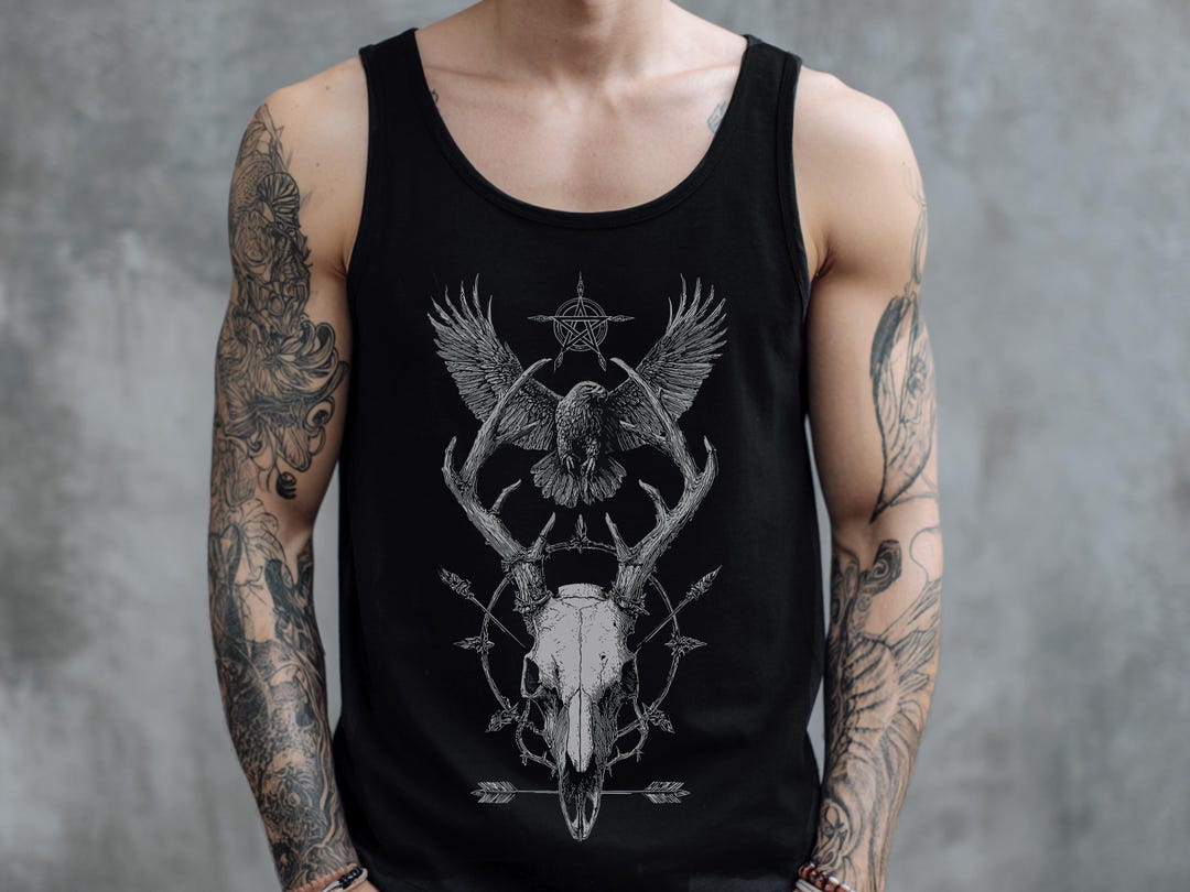 Deer Skull Unisex Gothic Graphic Tank Top, Punk Grunge Goth Shirt ...