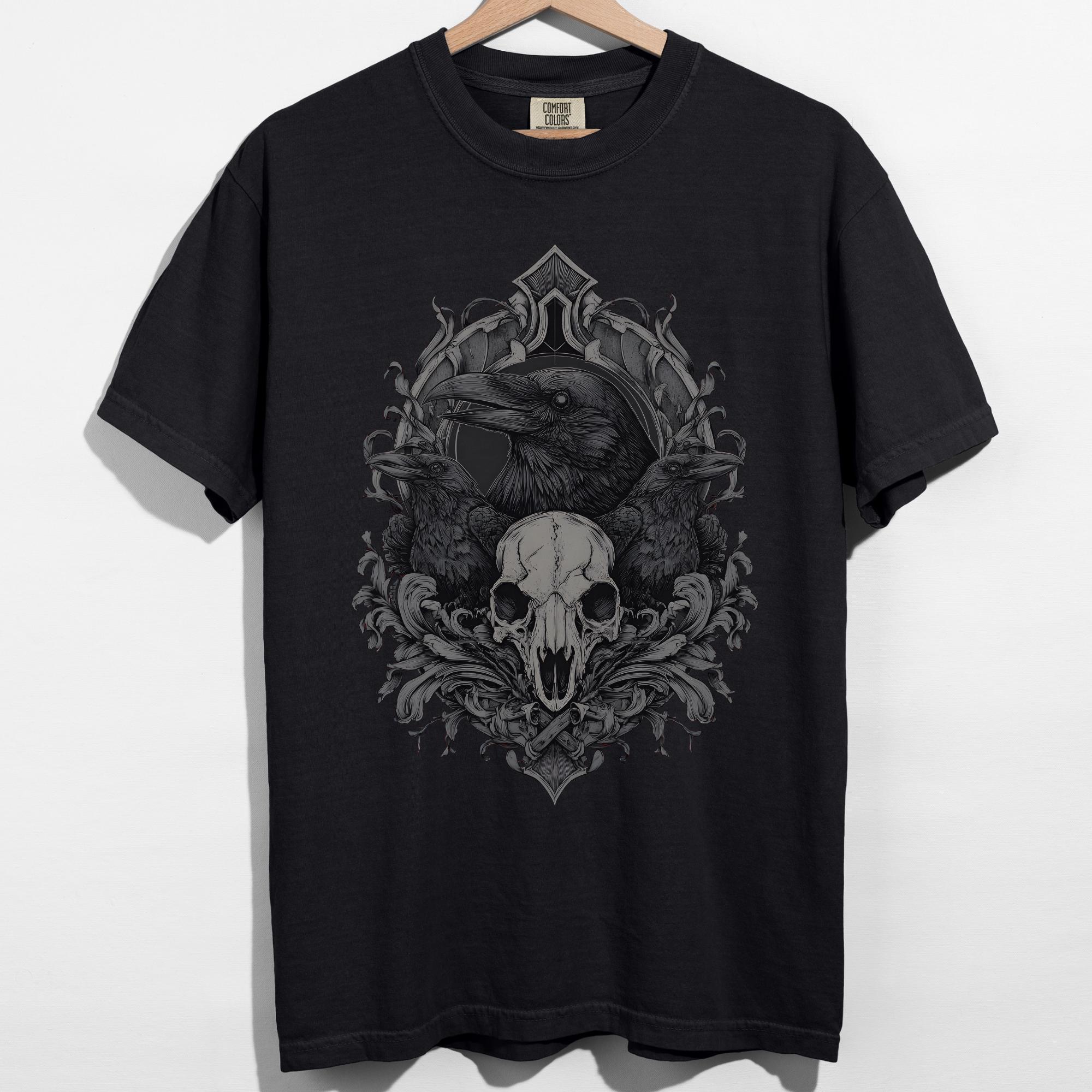 Romantic Goth Raven Skull T-shirt, 90s Y2K Grunge Shirt, Punk Graphic ...