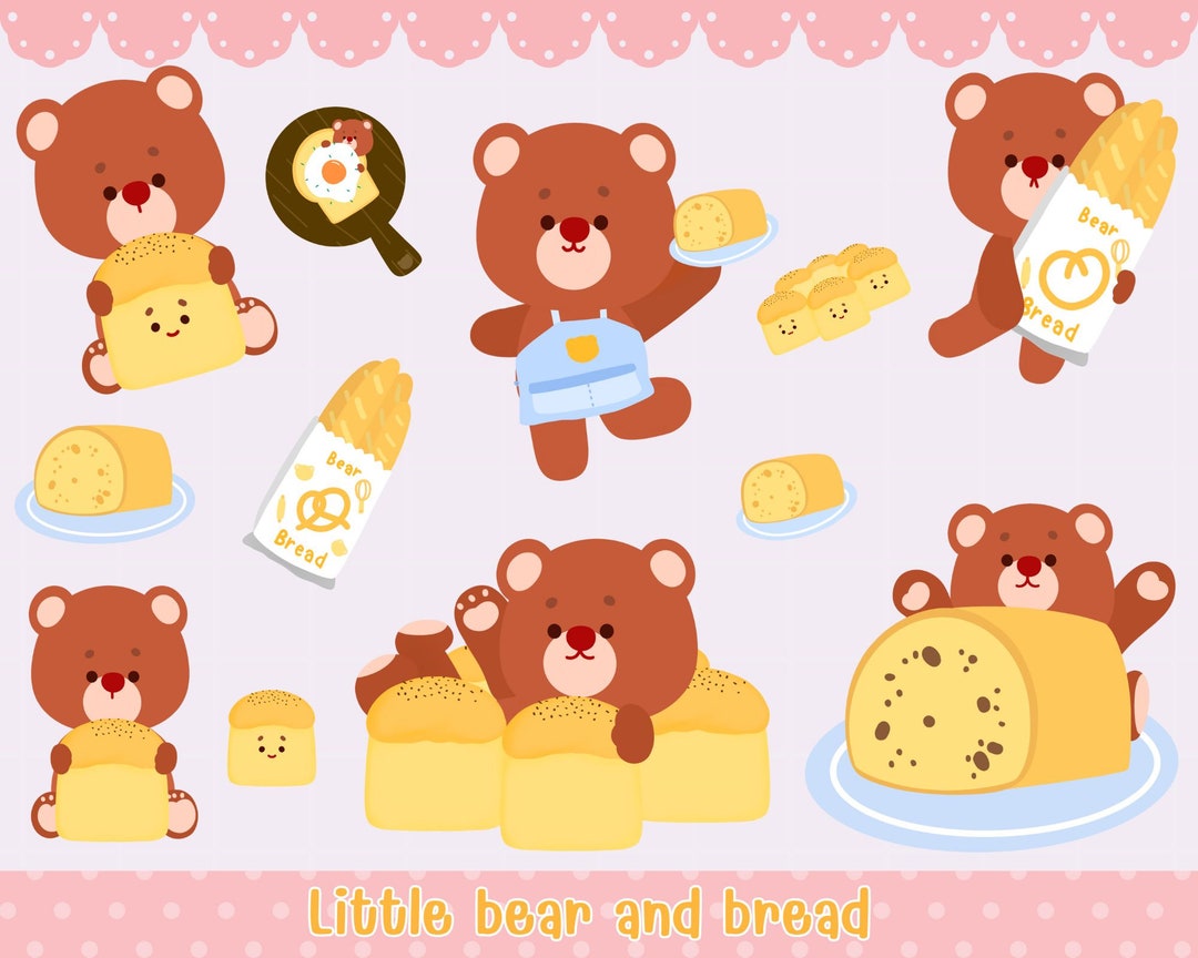 Little Bear and Bread Clip Art Bundle PNG - Etsy