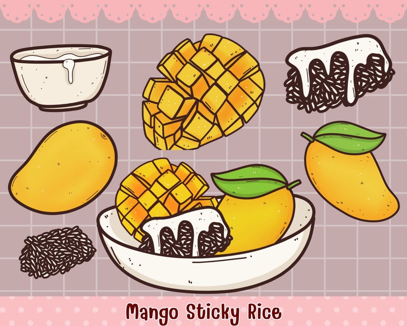 Mango Sticky Rice Clip Art Bundle PNG - Etsy