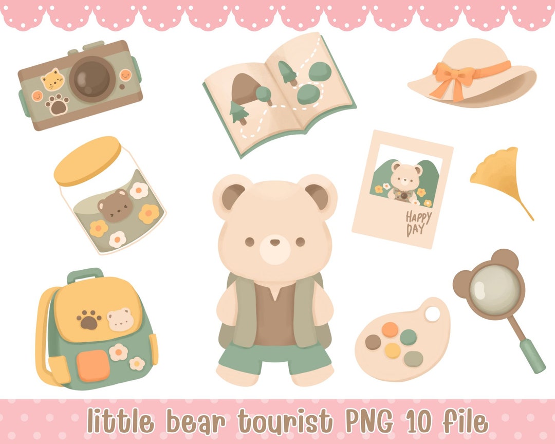 Little Bear Tourist Clip Art Bundle PNG - Etsy