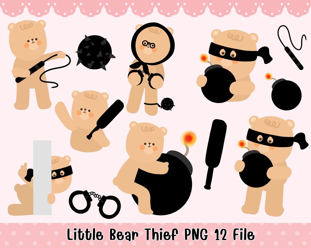 Little Bear Thief Clip Art Bundle PNG - Etsy