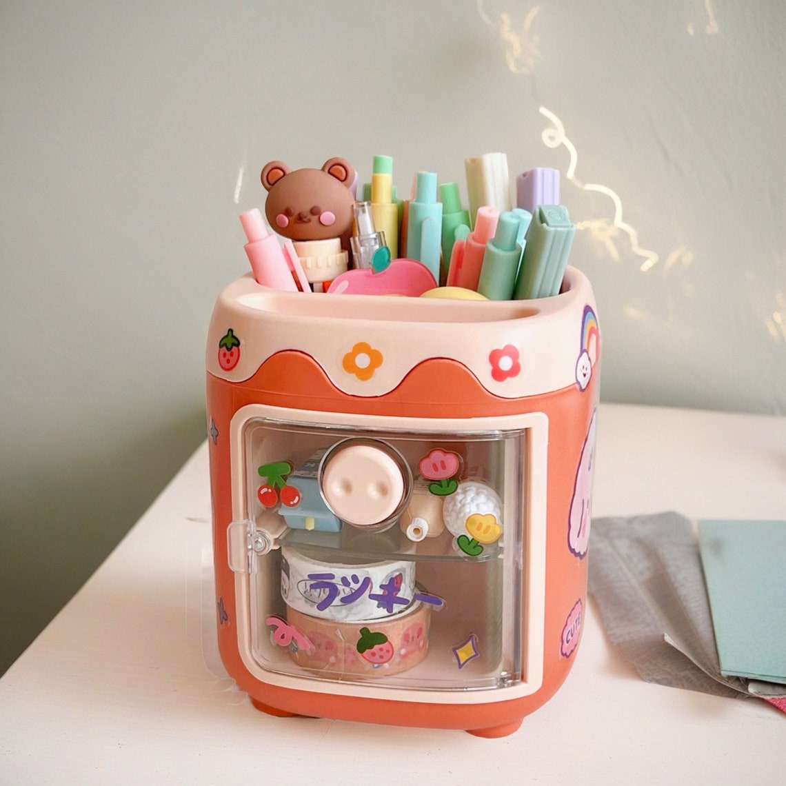 Cute Pen Holder, Pencil Storage Box, Office Storage Box, Kawaii Pen ...