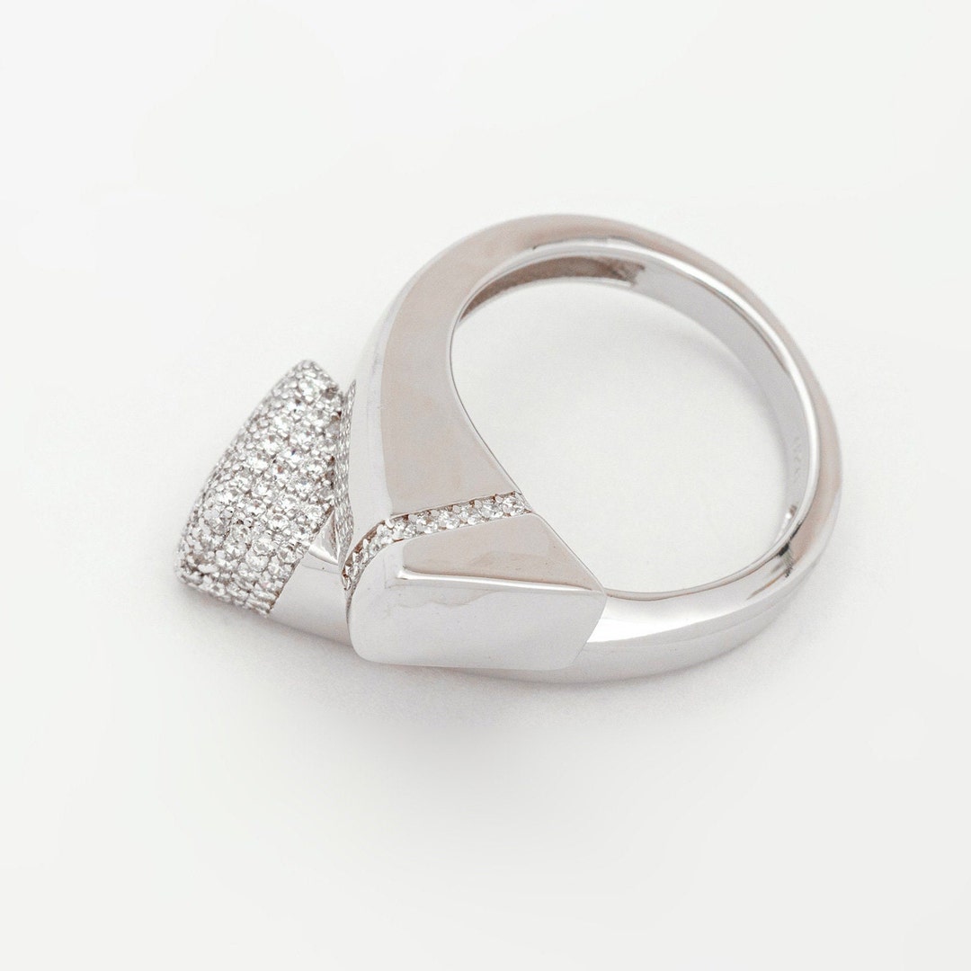 Diamond Bypass Crossing Ring 925 Silver Handmade Ring Engagement Ring ...