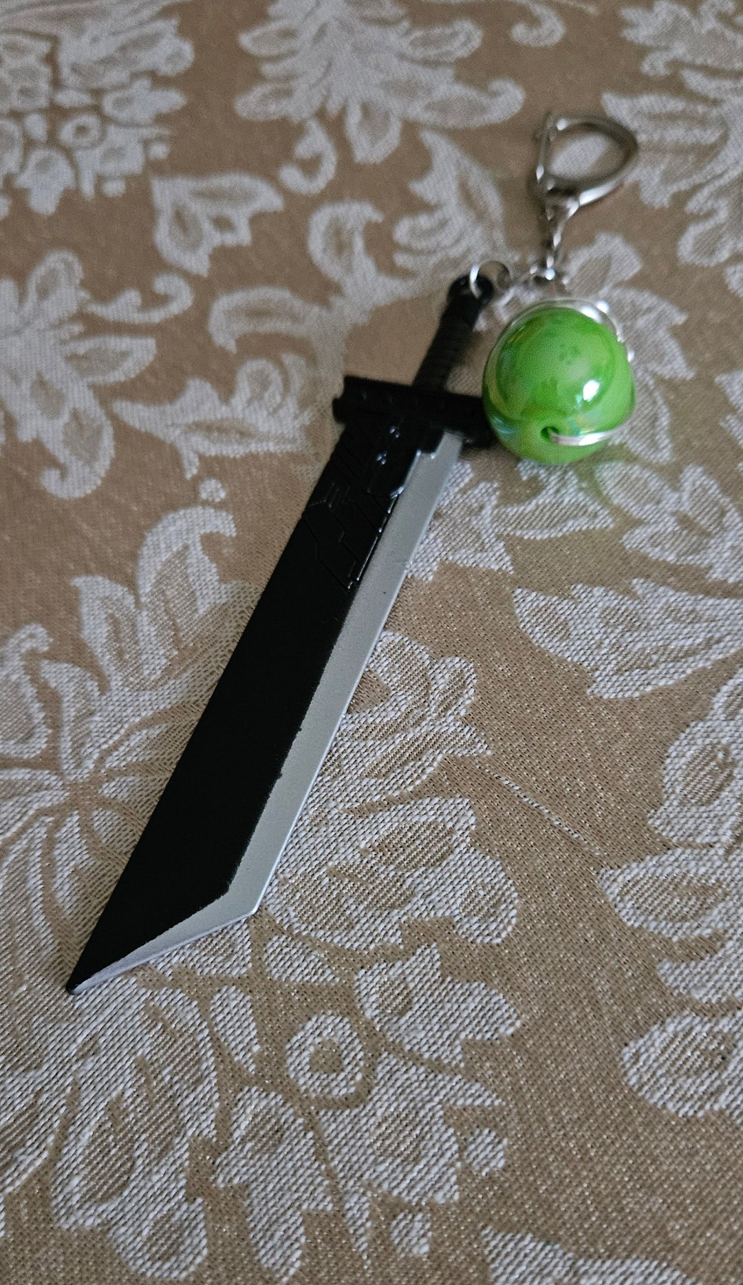 Fantasy Buster Sword Keychain, Green Materia Jewelry, Gift Set - Etsy