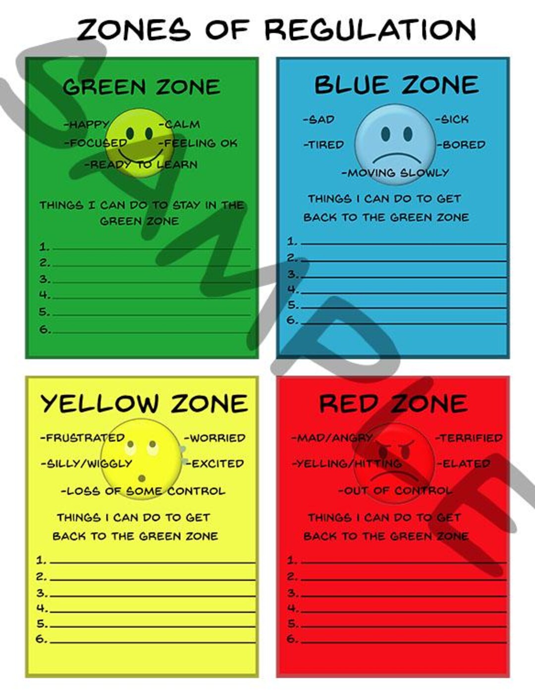 Zones of Regulation Strategy Cards | Personalized Coping Skills ...