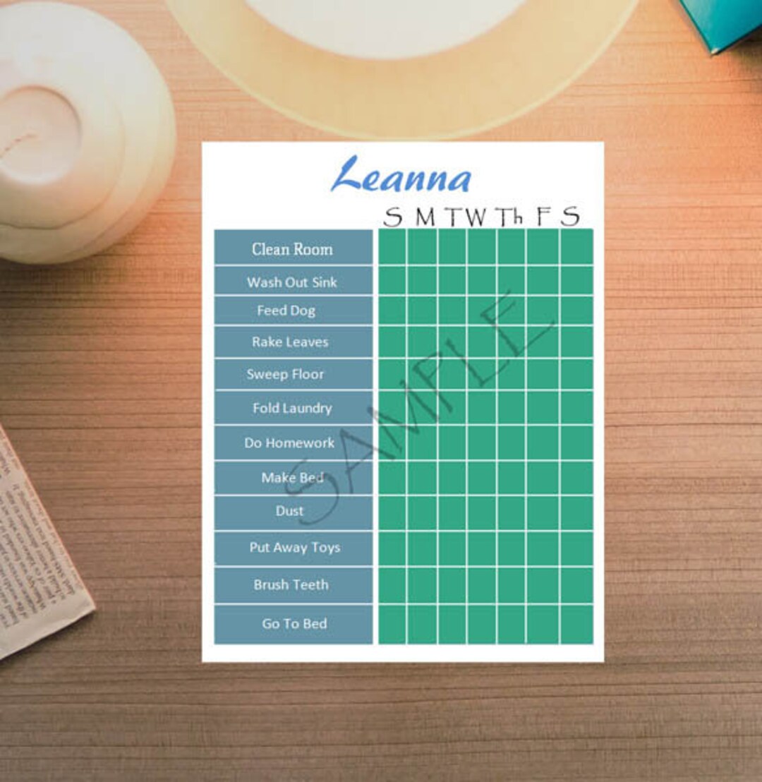 Printable Kids Chore Chart, Editable Chore Chart, Responsibility Chart ...