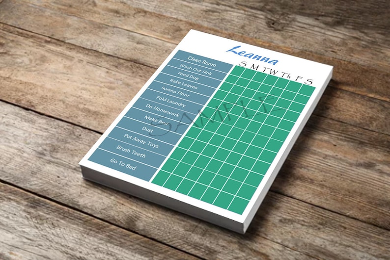 Editable Chore Chart for Kids Teens Adults | Weekly Responsibility ...