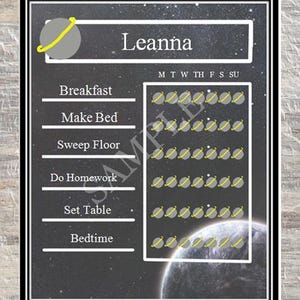 Space Chore Chart, Kids Responsibility Chart, Editable Chore Chart ...