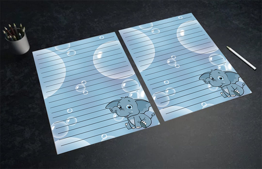 Elephant Stationery, Printable Stationery, Animal Stationery, Writing ...