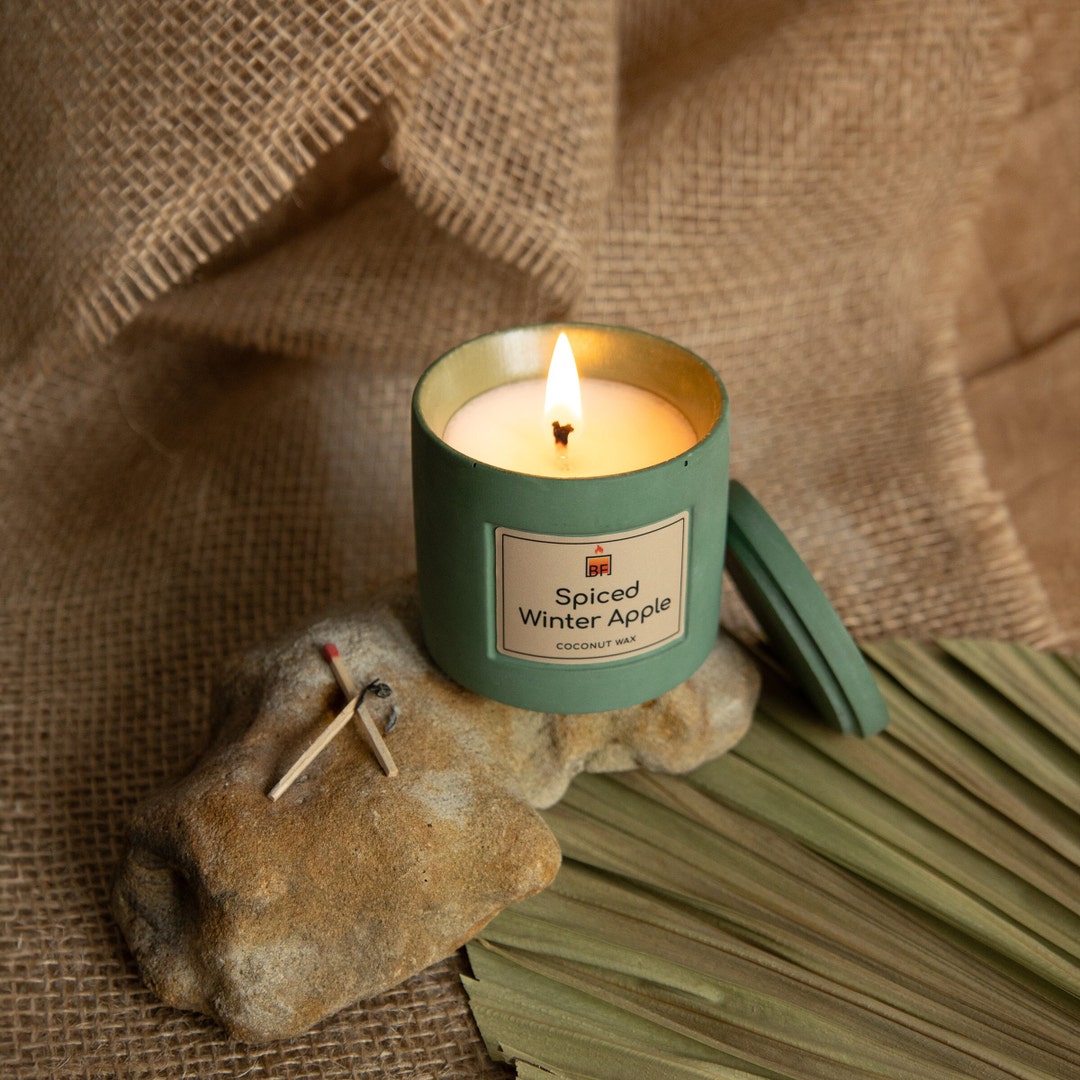 Natural Coconut Container Homemade Candle in Concrete Vessel - Etsy