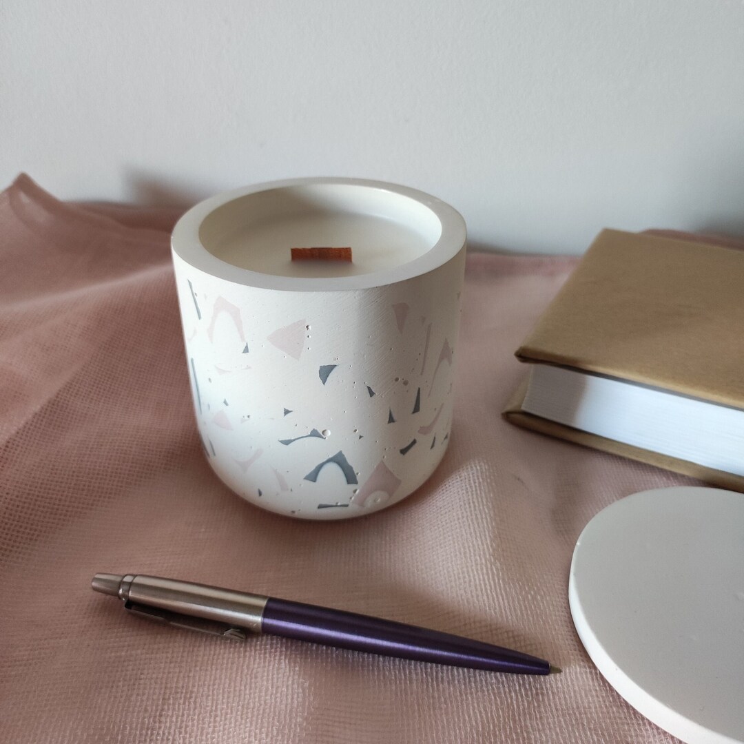 Natural Coconut Container Homemade Candle in Concrete Vessel - Etsy