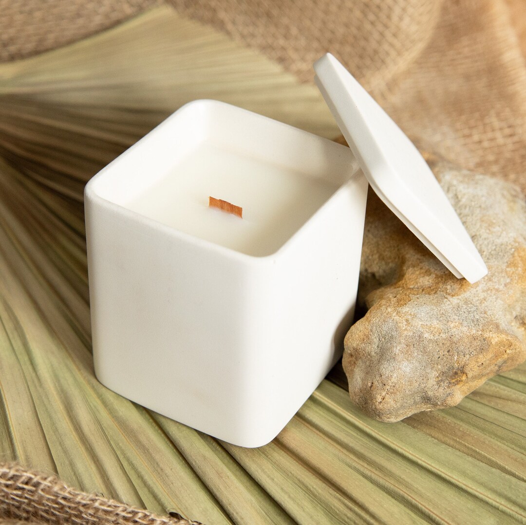 Natural Coconut Container Homemade Candle in Concrete Vessel - Etsy