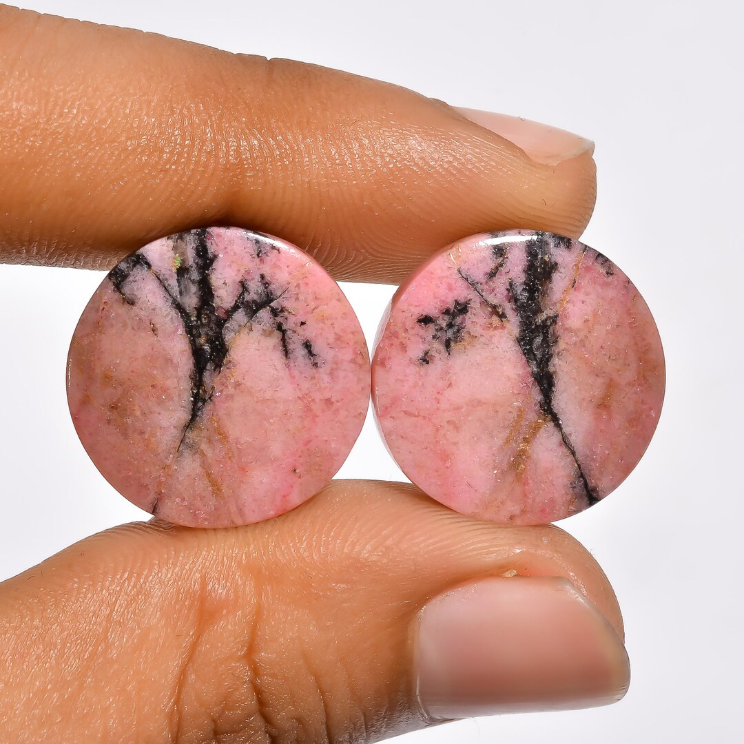 Emerald Rhodonite Pair Gemstone Pink Rhodonite Cabochon Gemstone Loose ...