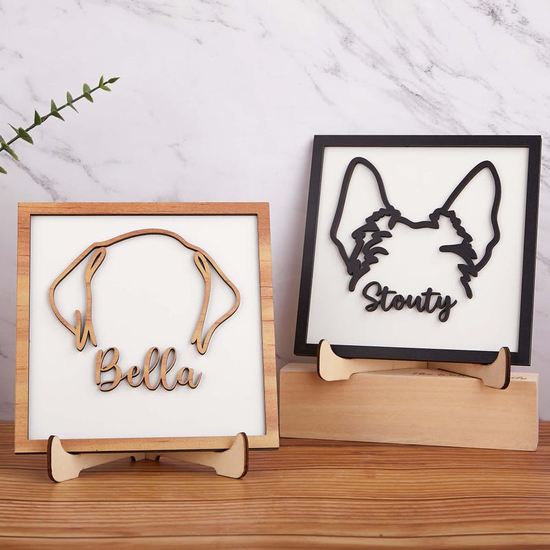 Dog Ears Outline With Name - Etsy UK
