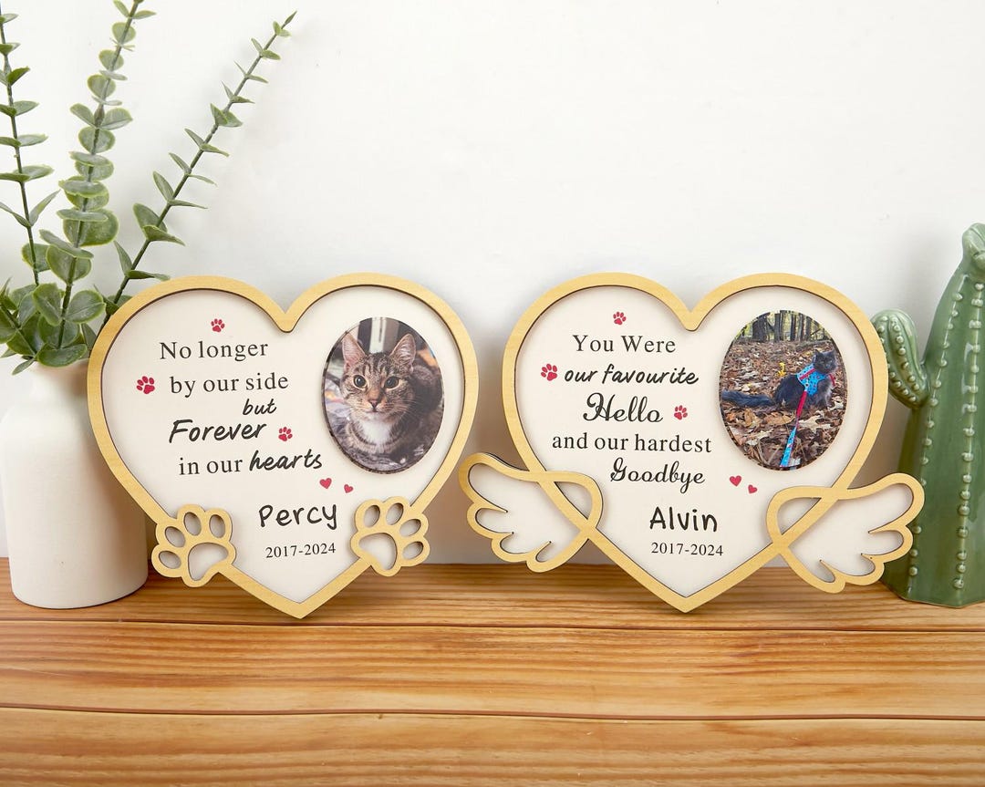 Memorial Pet Photo Frame, Personalized Custom Pet Loss Sign, Dog Paw ...