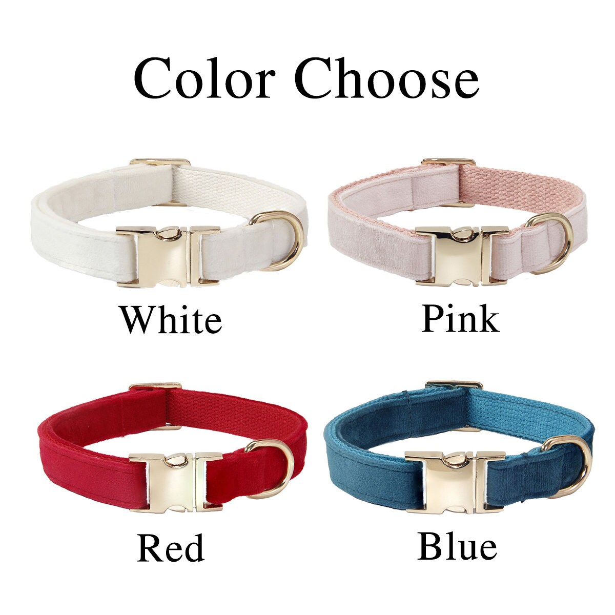 Multiple Colour Velvet Personalise Dog Collar Leash Set With Bow,pink ...