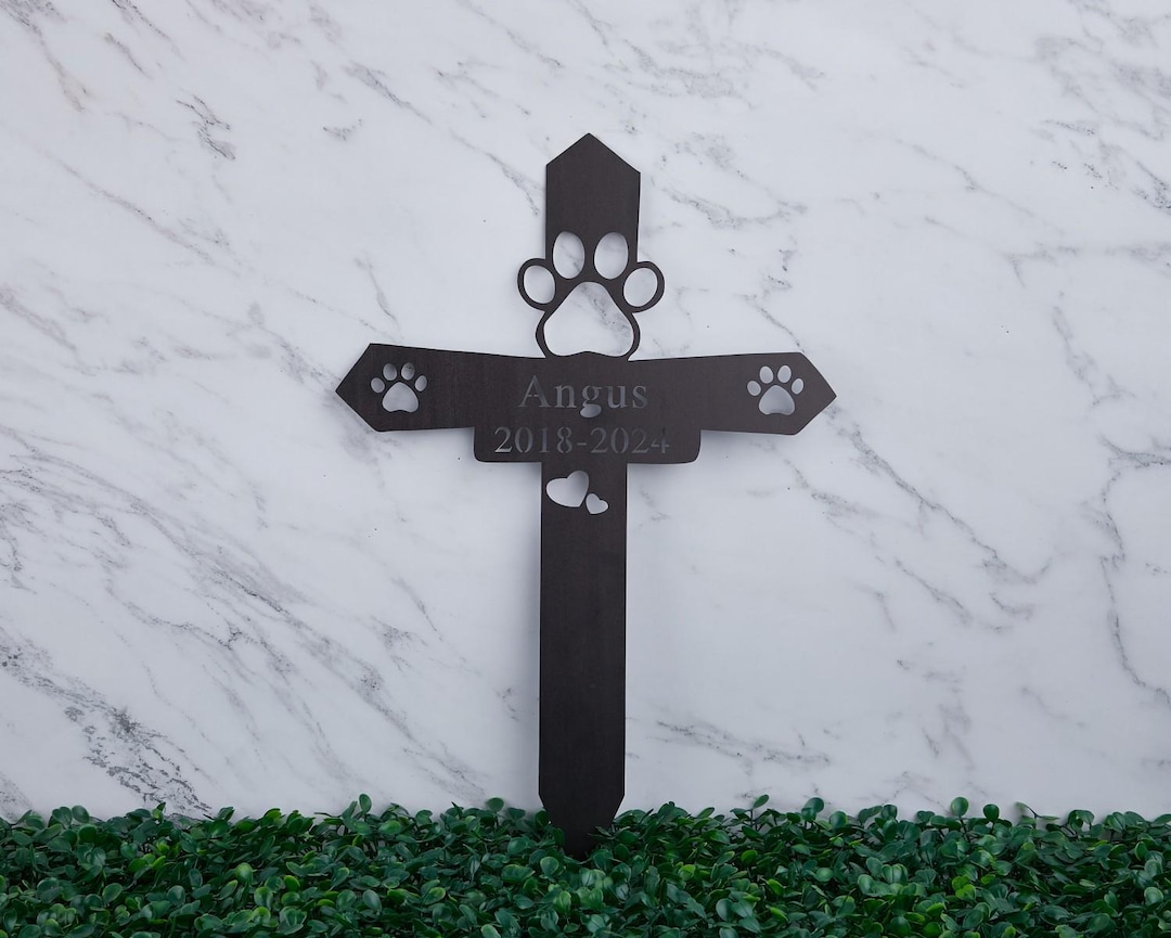 Custom Metal Pet Memorial Stake, Personalized Dog Cat Loss Gift, Cross ...