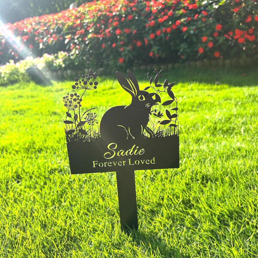 Custom Rabbit Memorial Metal Garden Stake,personalized Bunny Memorial ...