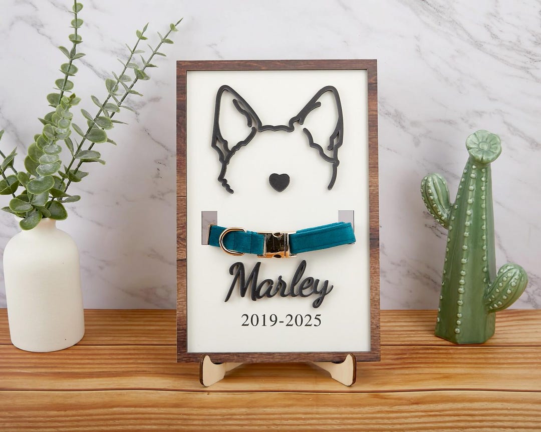 Personalized Dog Ear Outlines, Custom Dog Ear Sign, Pet Memorial Frame ...