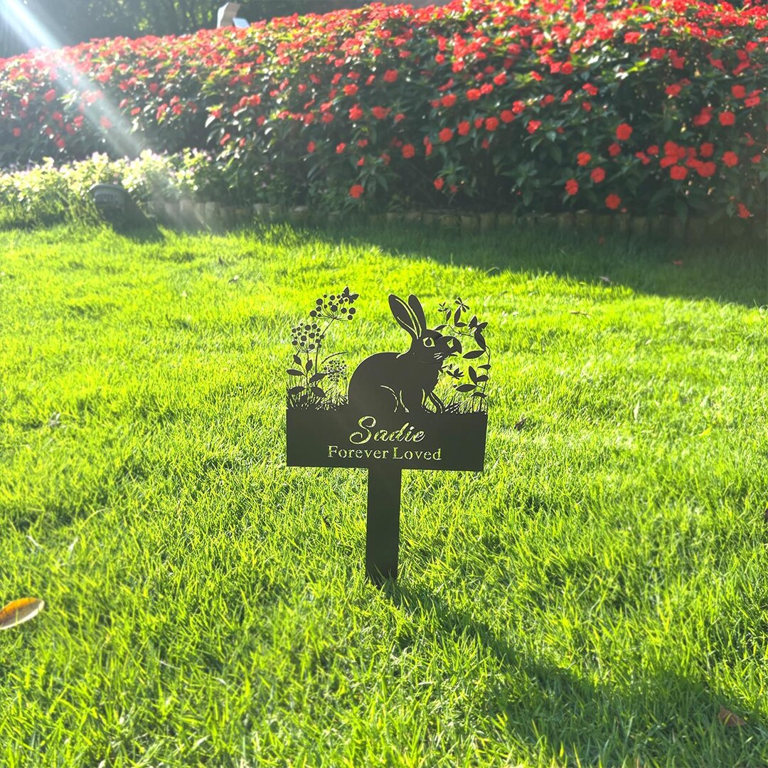 Custom Metal Rabbit Memorial Garden Sign, Bunny Garden Sign,pet Metal ...