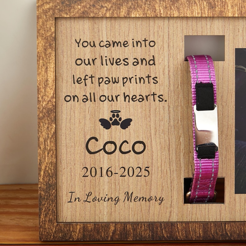 Custom Memorial Dog Collar Sign, Dog Memorial Wood Frame With Collar ...