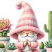 Watercolor Cactus Gnome Clipart, Flowering Cactus Gnome Clipart, Cactus ...