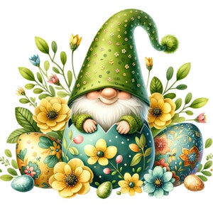 Easter Gnome Clipart Bundle: Spring Garden PNG Graphics (digital ...