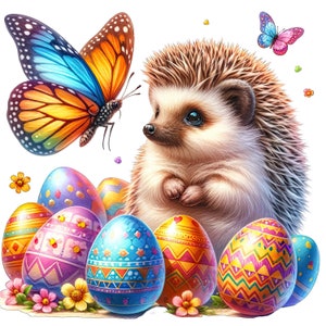 Easter Hedgehog Clipart, Hedgehog Easter Eggs, Spring Hedgehog Clipart ...