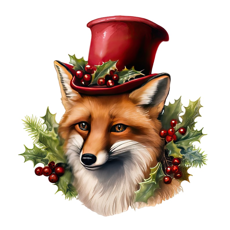 Watercolour Christmas Fox Clipart, Christmas Fox, Cute Animals, Winter ...