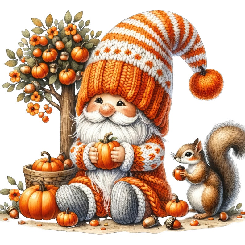 Fall Gnome Clipart: Autumn Pumpkin PNG (digital Download) - Etsy