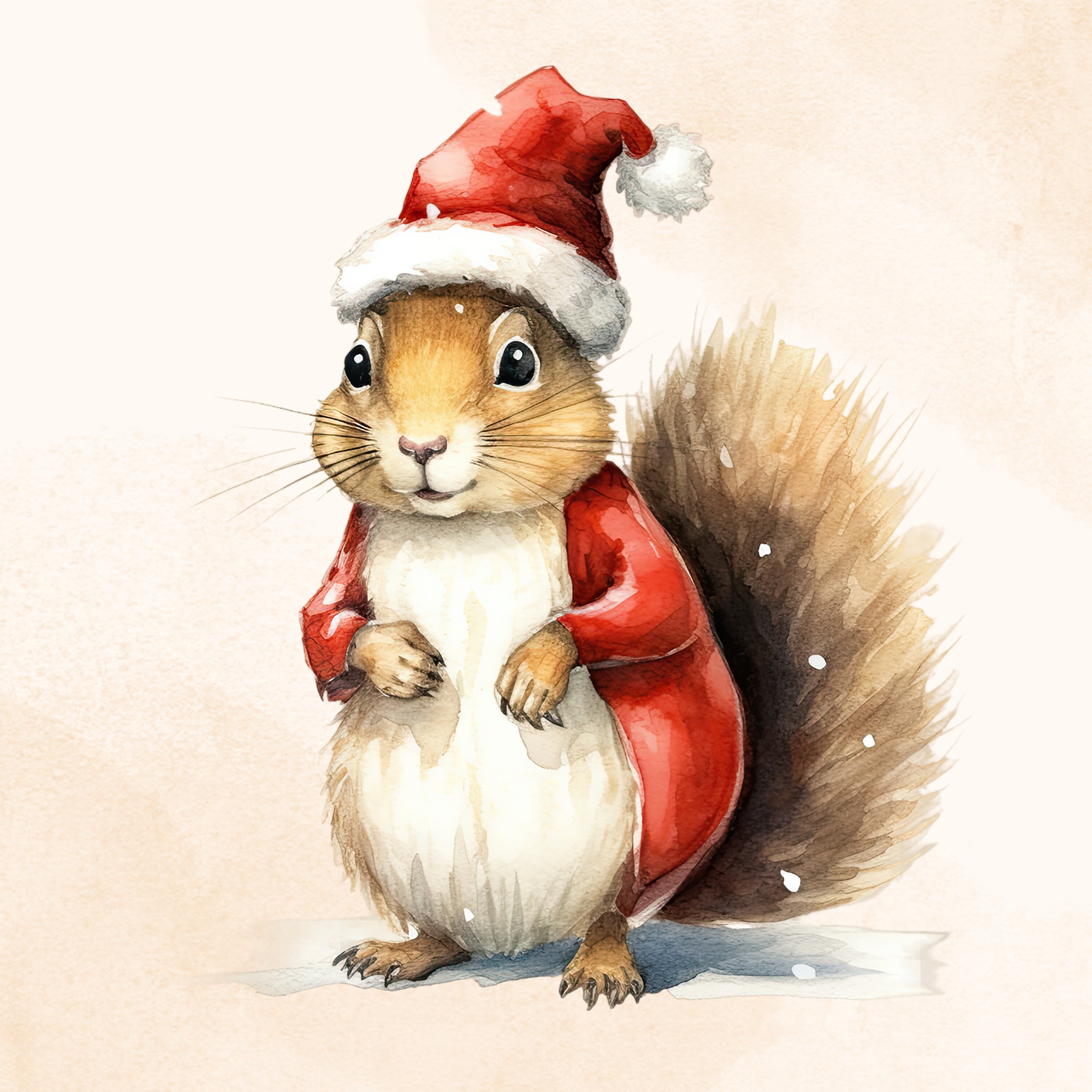 Christmas Squirrels Watercolor Clipart, Squirrel PNG, Christmas Animals ...