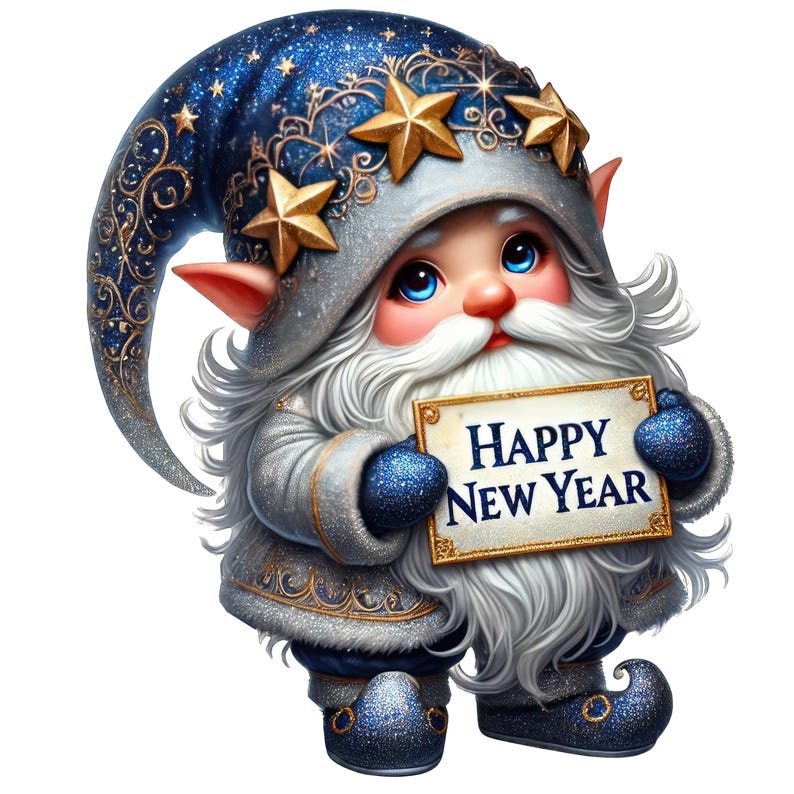Happy New Year Gnome Clipart, Cute Gnome Png, New Year Clipart, New ...