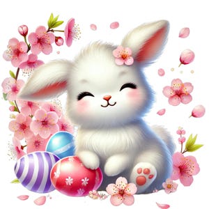 Easter Bunny With Egg Clipart, Spring Clipart, Cute Bunny Png,easter ...