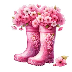 Garden Boots Clipart, Flowers Graphics, Wild Flowers Png, Watercolor ...