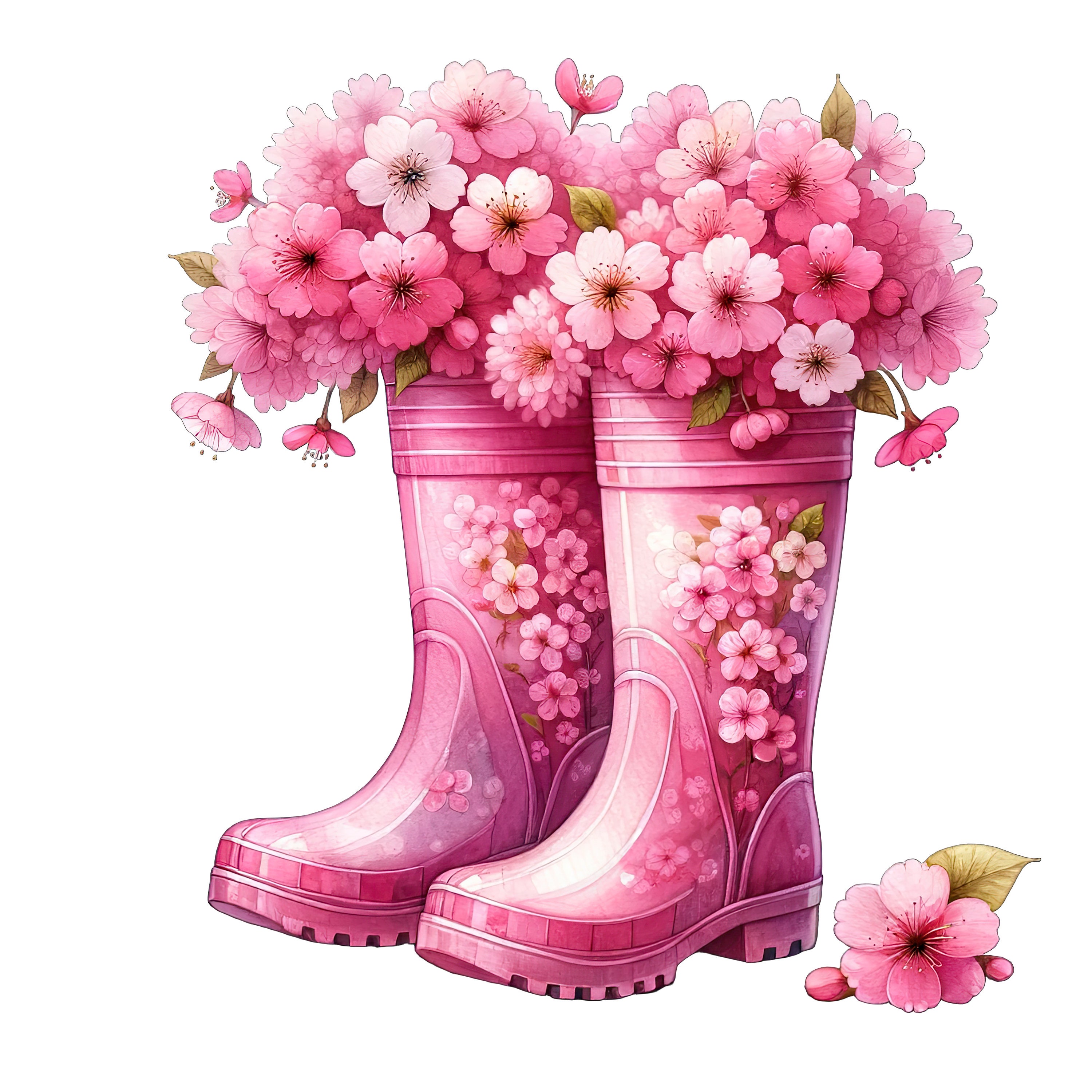 Garden Boots Clipart, Flowers Graphics, Wild Flowers Png, Watercolor ...