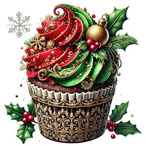 Christmas Cupcake Clipart Bundle,christmas Cupcake Clipart,cupcake Clip ...