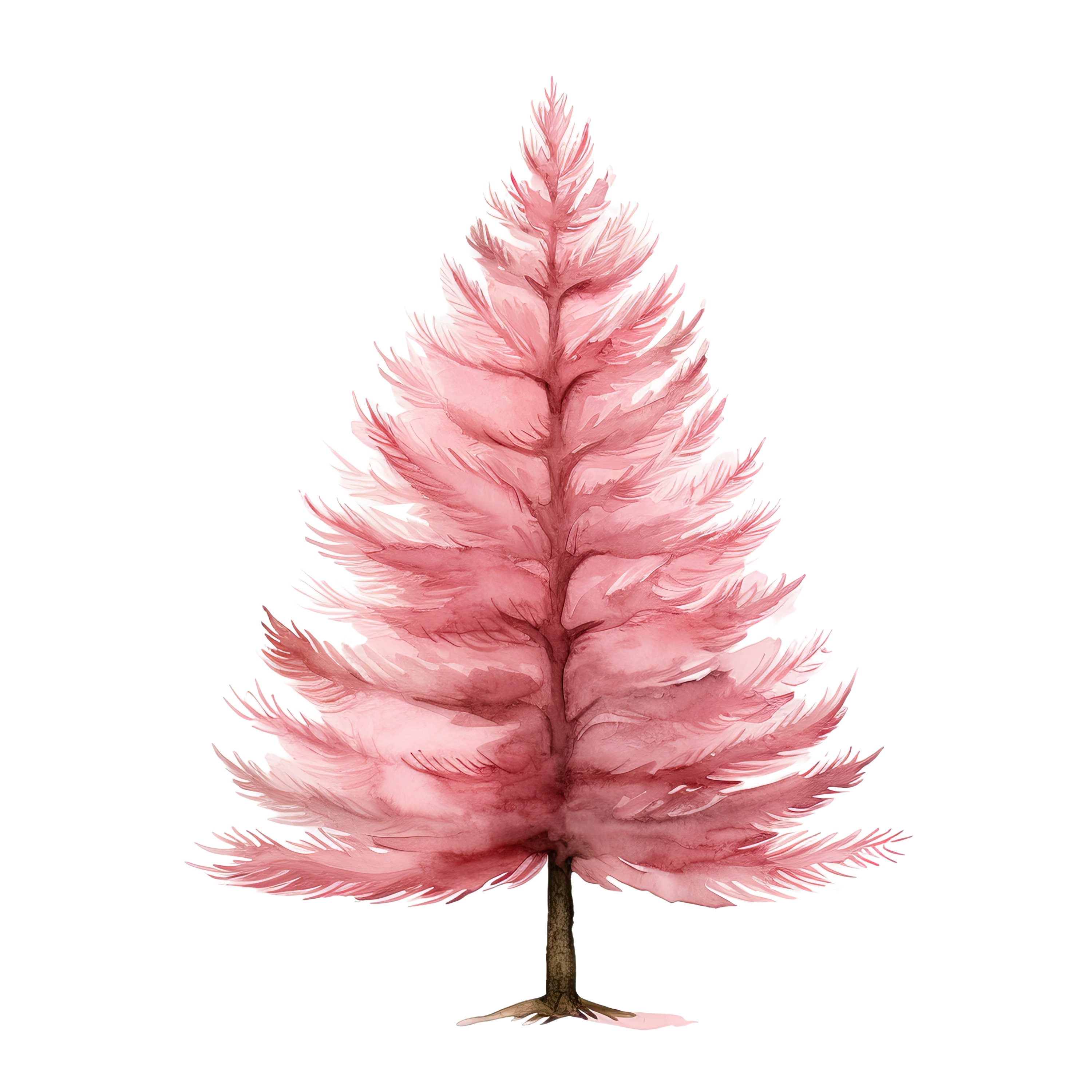 Watercolor Pink Christmas Tree Clipart, Christmas Tree Clipart, Pink ...