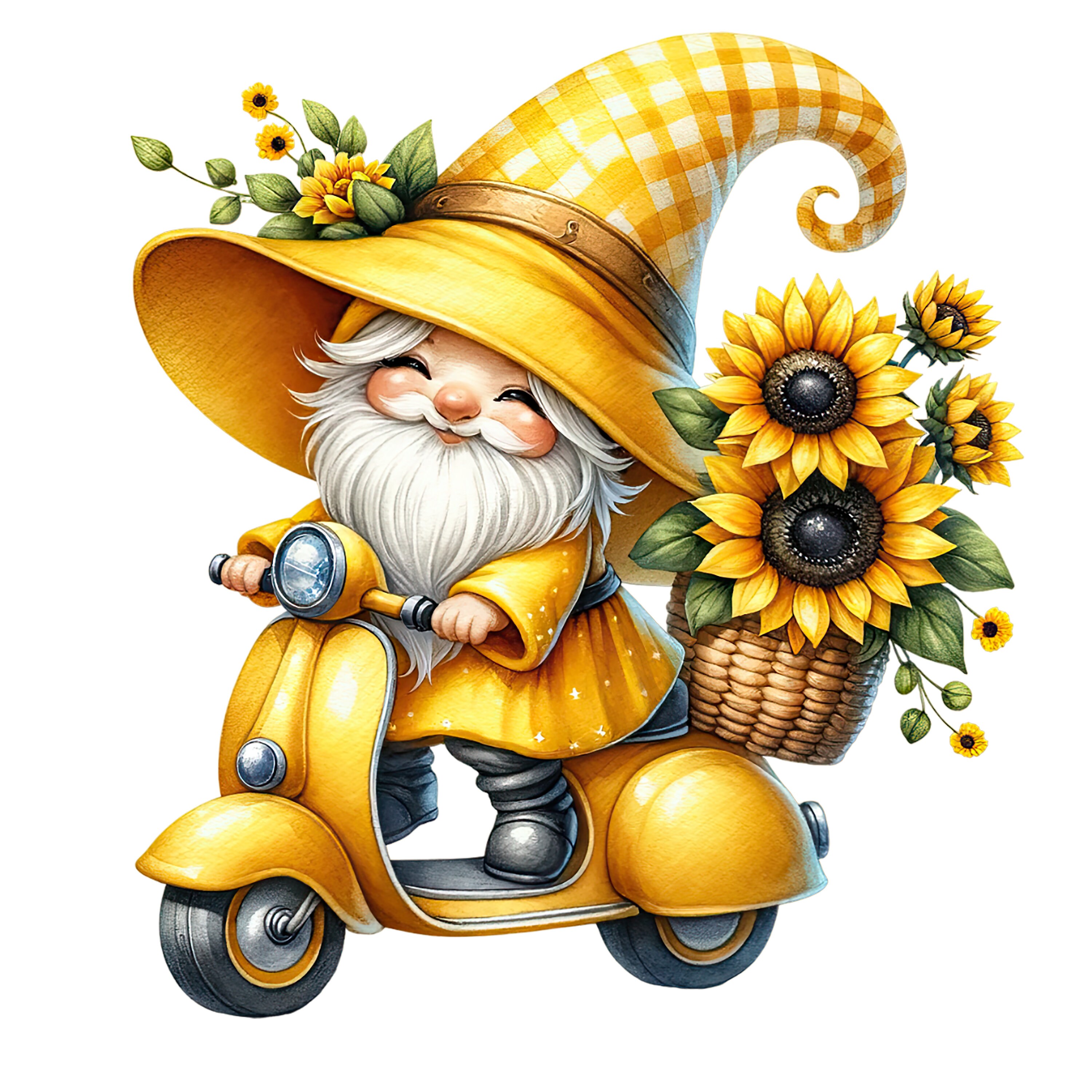 Sunflower Gnome Truck Clipart, Rustic Farmhouse PNG, Cute Summer Gnomes ...