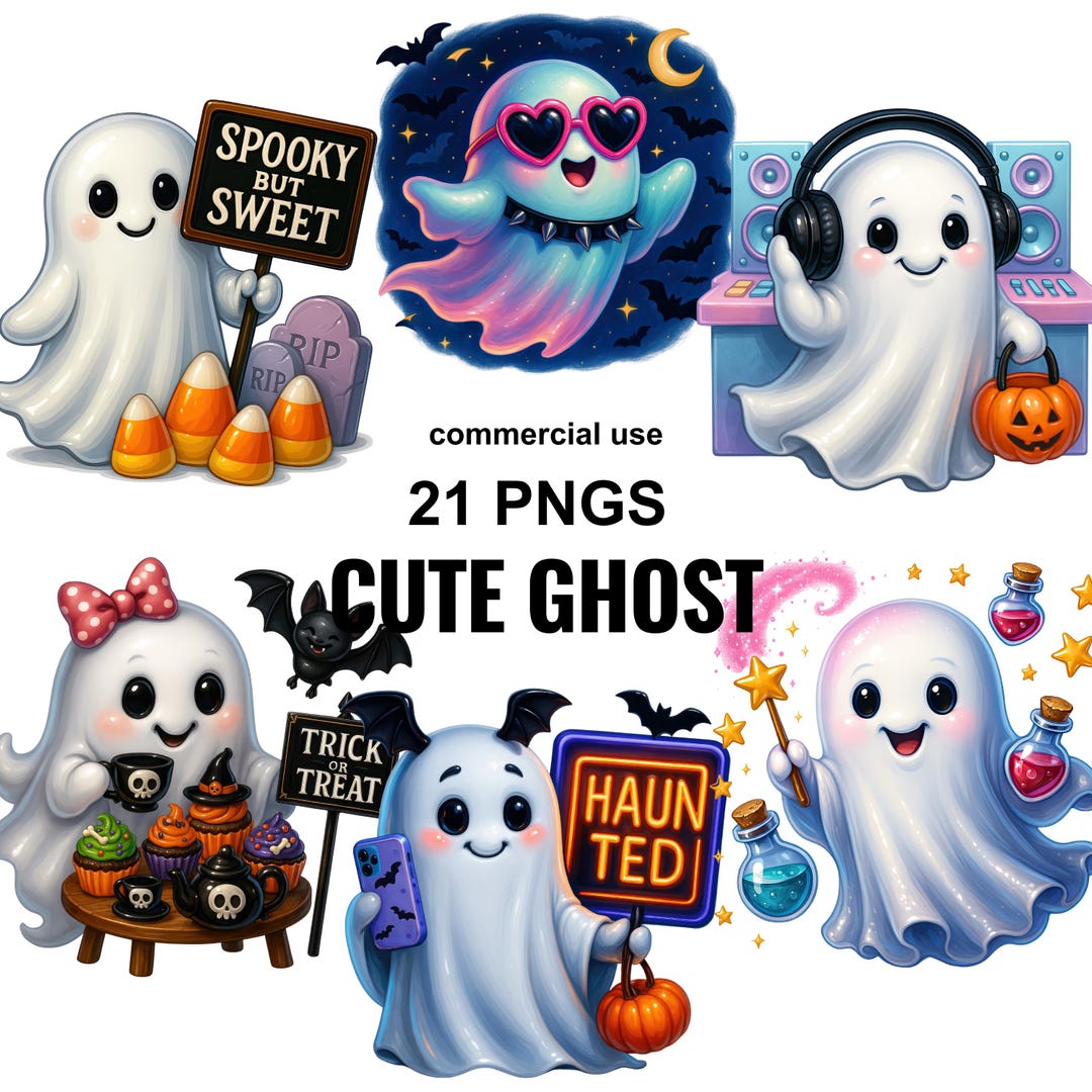 Cute Ghost Clipart, Halloween Ghost PNG, Spooky Cute Ghost, Ghost With ...