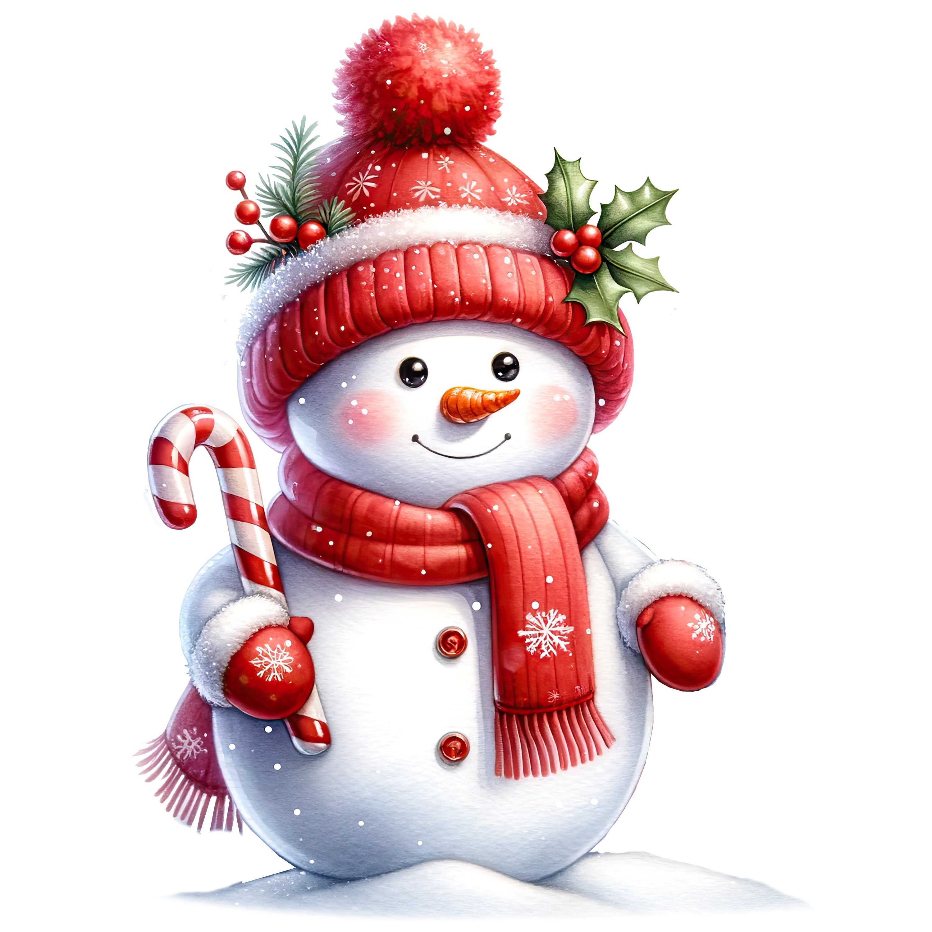 Watercolor Cute Snowman Clipart, 18 High Quality PNG Files, Cute ...