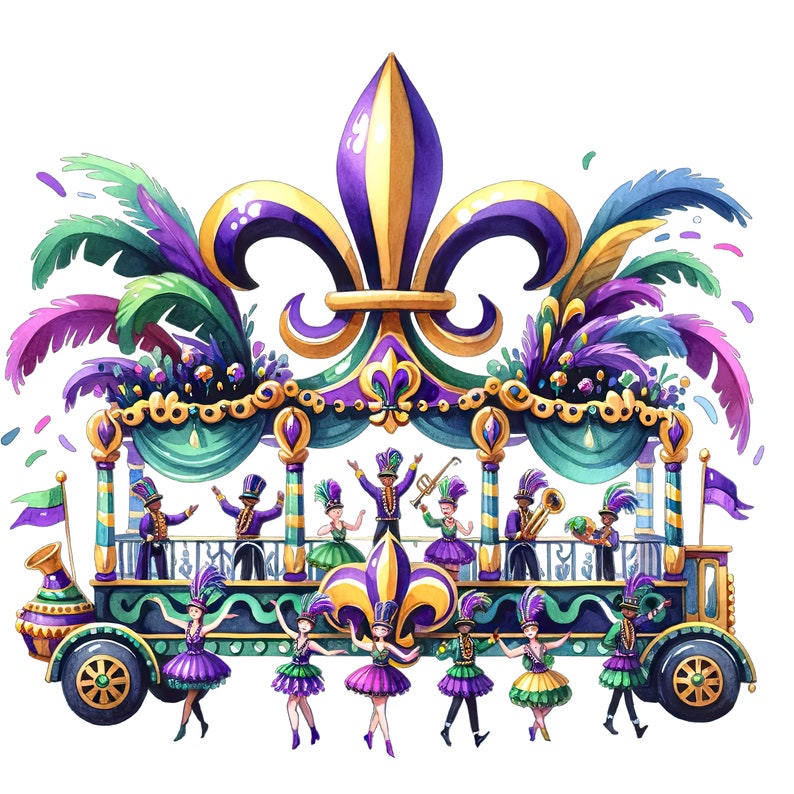 Mardi Gras Float Clipart, Fat Tuesday, Mardi Gras Sublimation, Mardi ...
