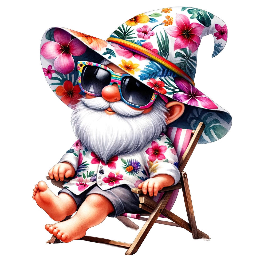 Watercolor Beach Gnome Clipart, Gnome Summer Beach, Cute Gnomes Png ...